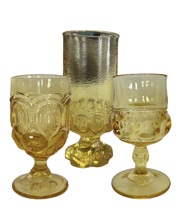 Eclectic Yellow Water Goblets (GL-042) – Dahlia Vintage